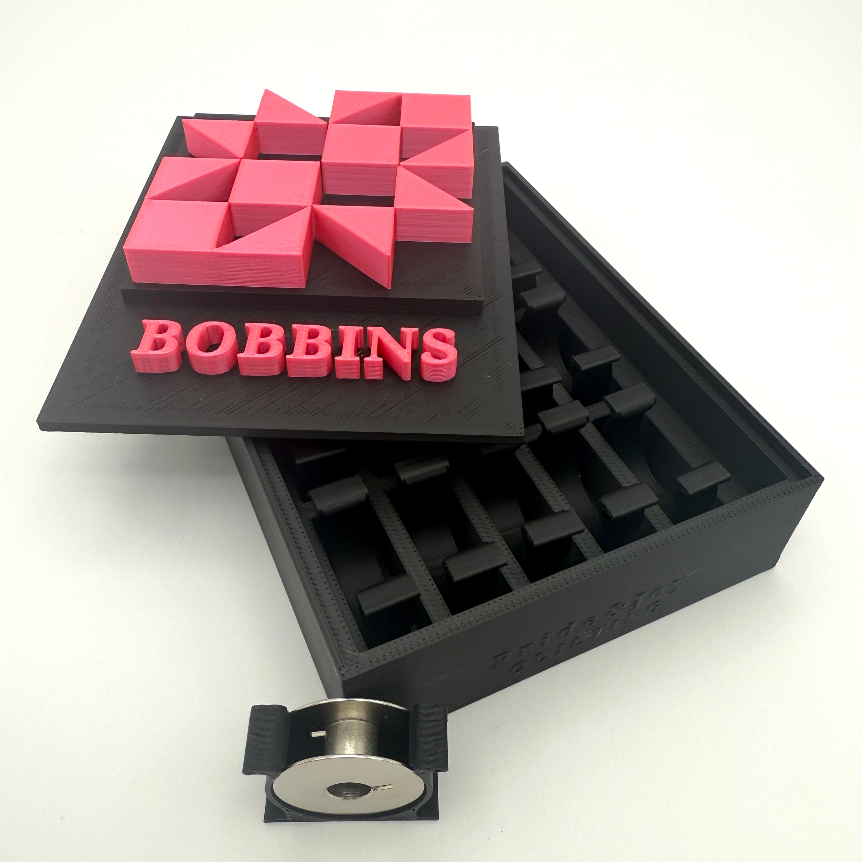 (Size: Class L ) (COLOR: Onyx & Neon Pink) Bobbin Box & Keepers ...