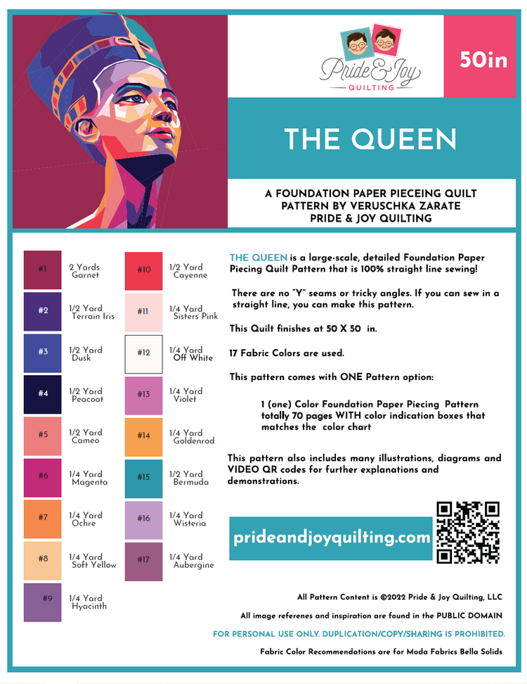 QUEEN of The NILE- A Foundation Paper Piecing Pattern (PDF Pattern) – prideandjoyquilting